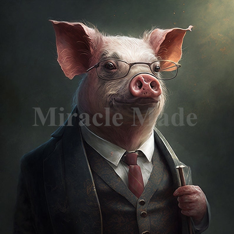 Professor Pig in Green Suit and Glasses - Etsy