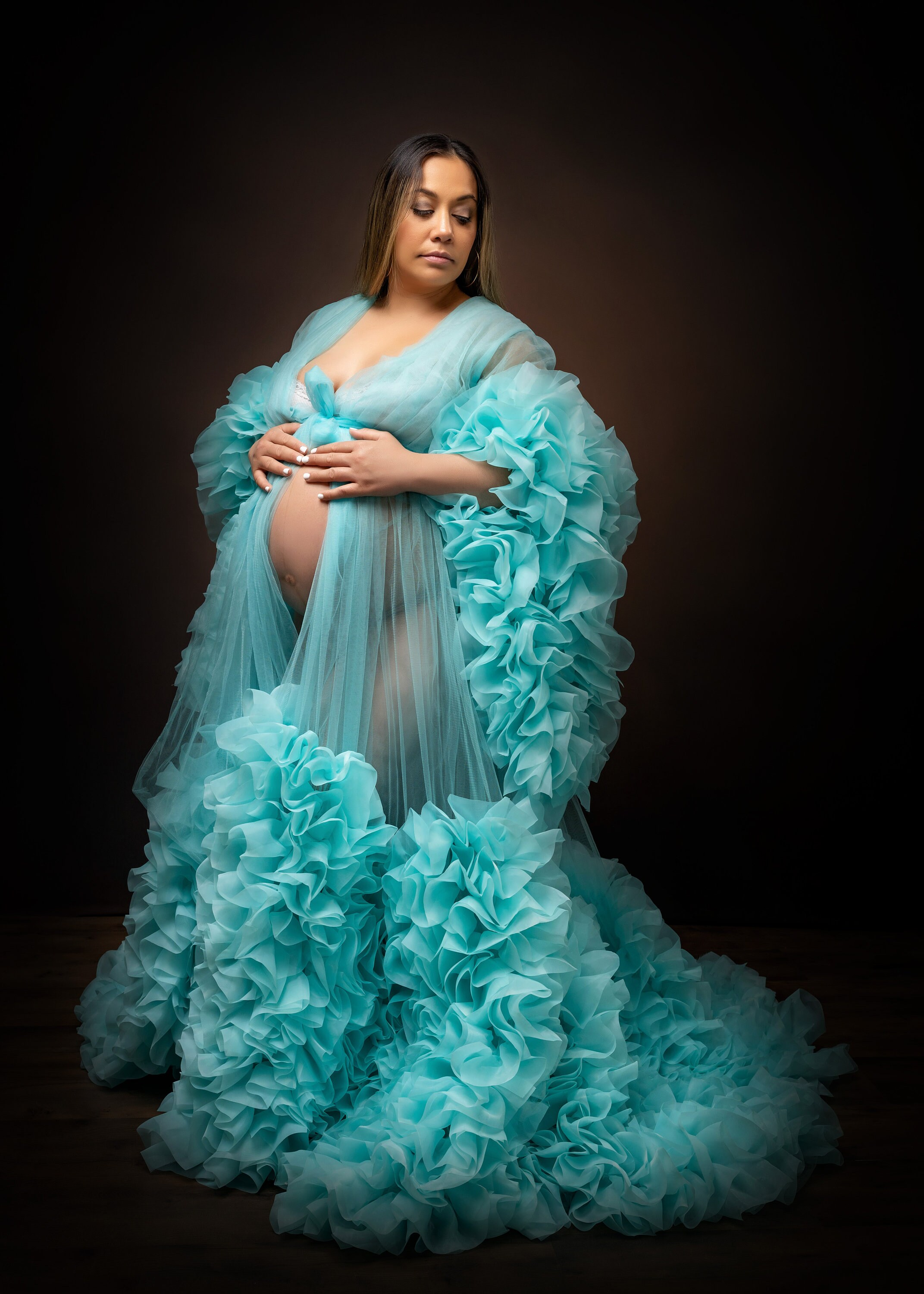 Ready to Ship Tulle Maternity Robe for Photoshoots, Sheer Tulle ...