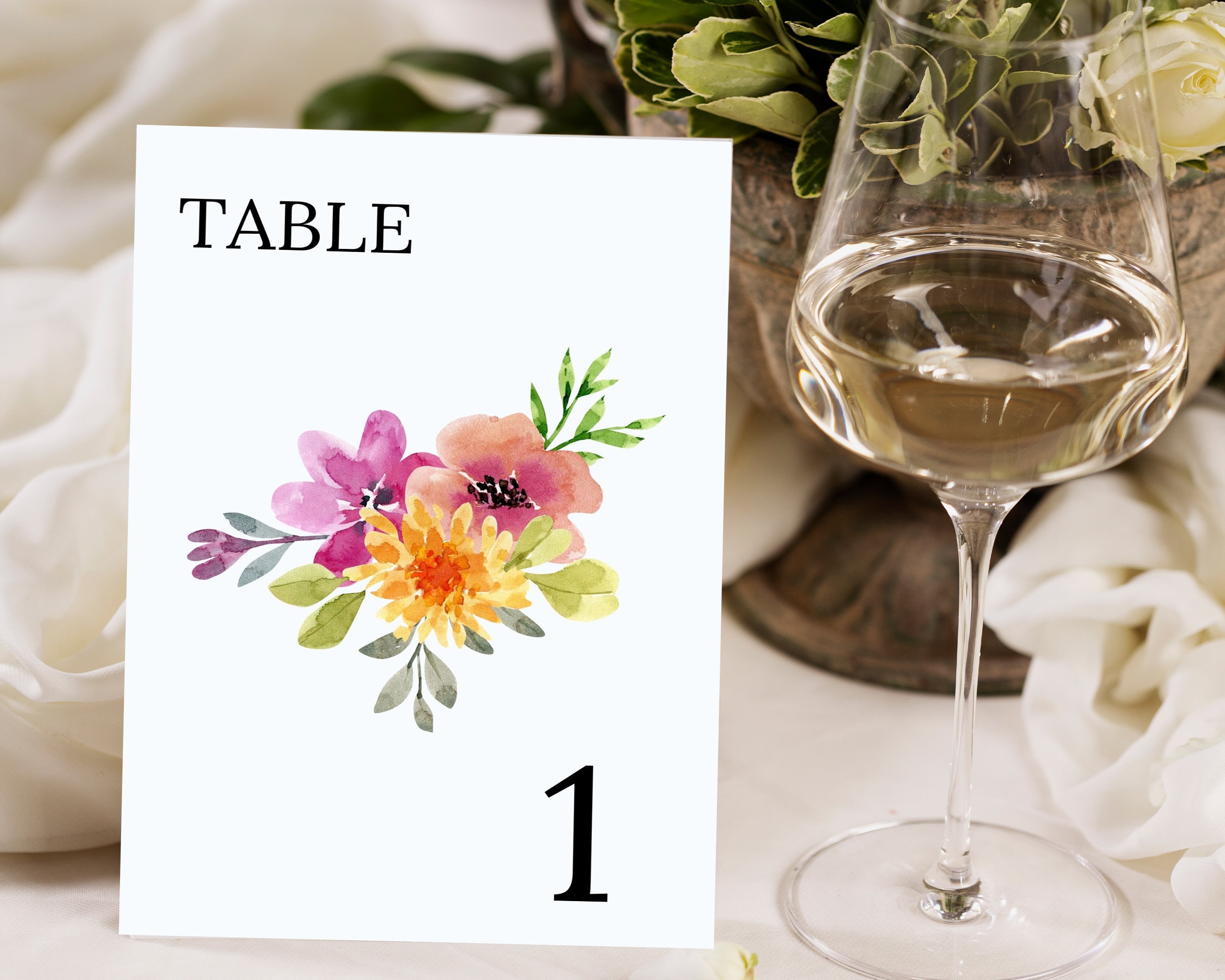 Números de mesa imprimibles, plantilla de números de mesa de boda ...