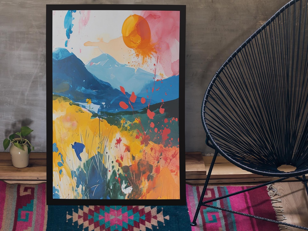 Colorful Abstract Landscape Art Print | Vibrant Digital Wall Art for ...