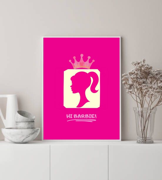 Barbie Print Pink Girls Bedroom Decor Pink Birthday Prints Girly Poster