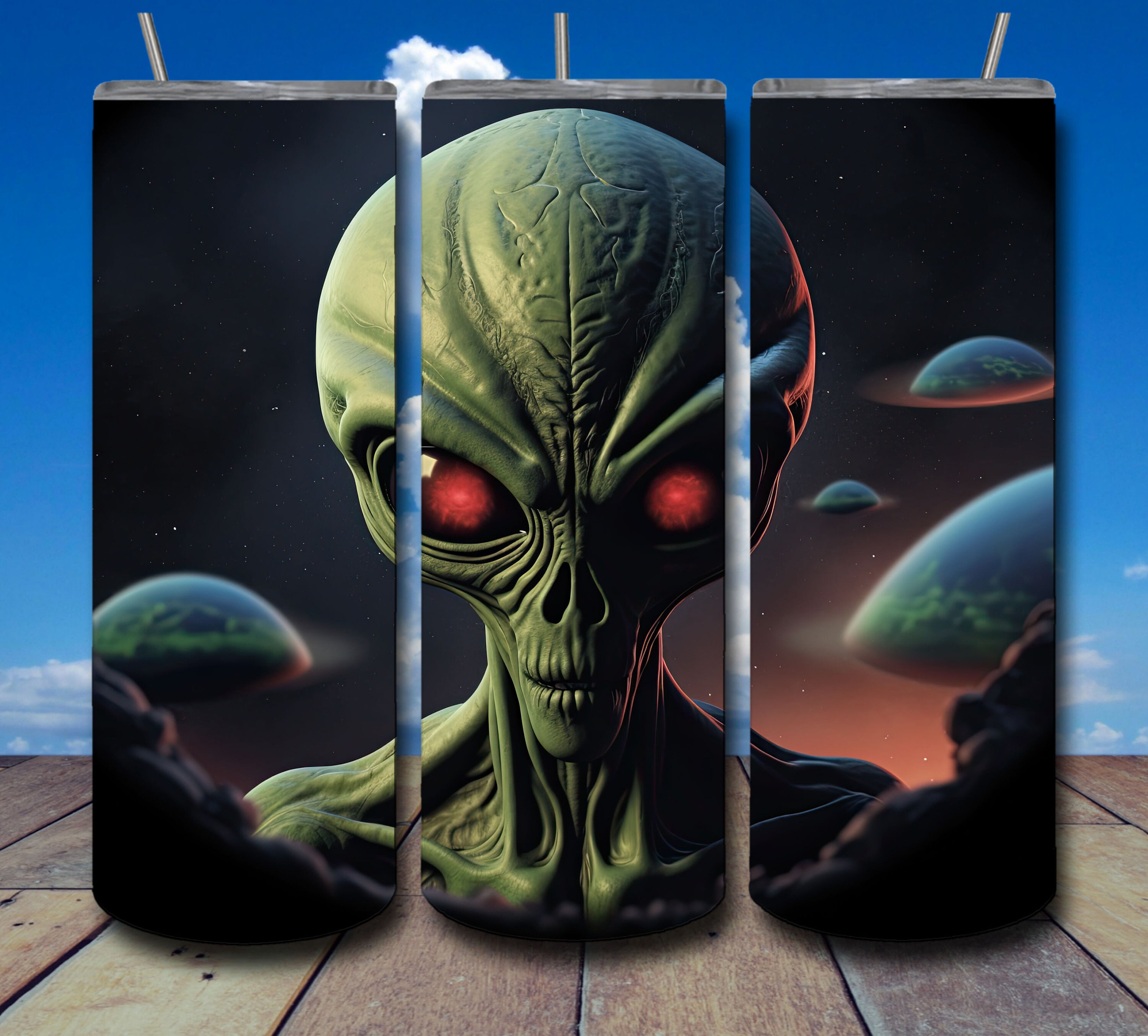 Interstellar Intrigue: Alien Skinny Wrap Sublimation Template Straight ...