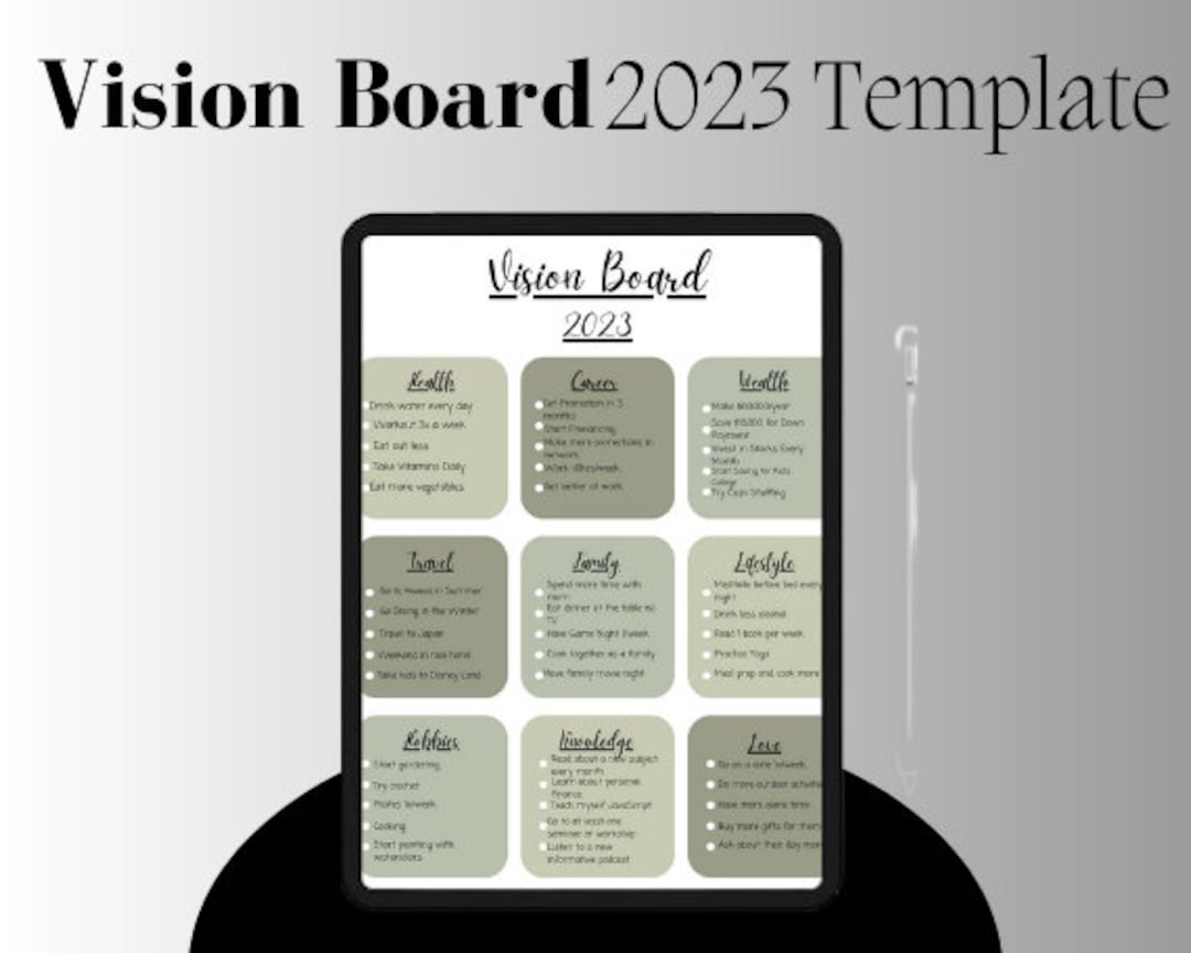 Vision Board Organization Planner for 2023 for Personal Growth and ...