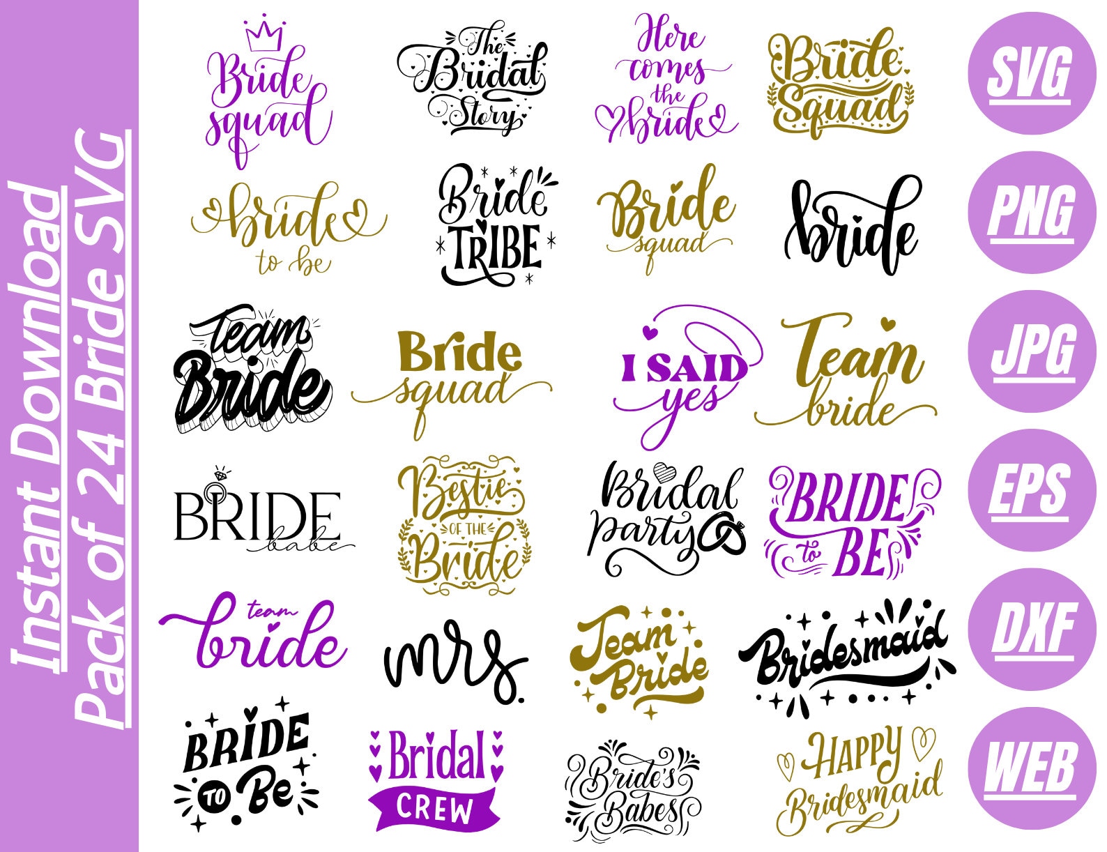 Bride SVG Bundles, Wedding Svg, Bride Family Svg, Bride Team Svg, Bride ...