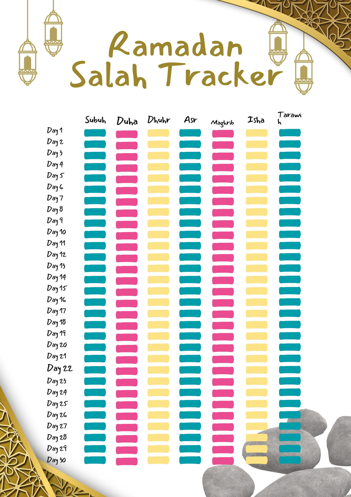 Islamic Salah Tracker Muslim Prayer Tracker Ramadan Edition 2024 A4 Gift Kids and Adults Daily ...