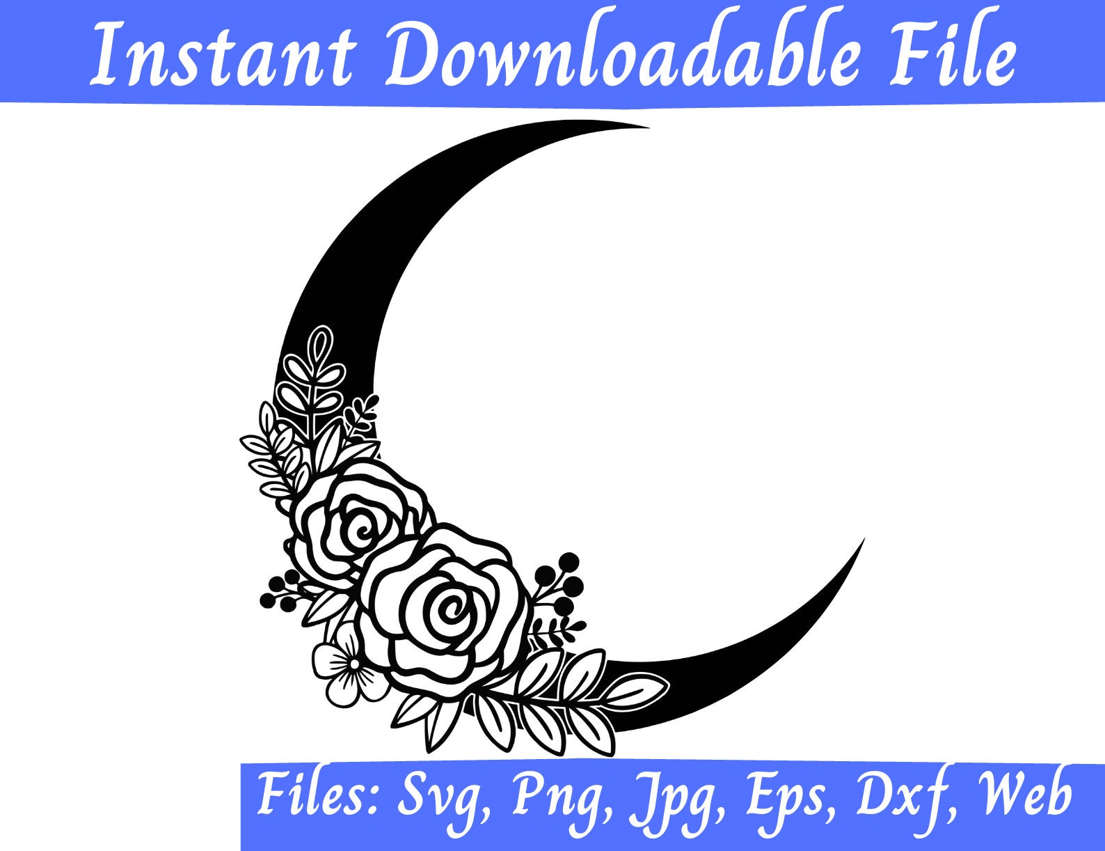 Floral Moon SVG Floral Moon Png Crescent Moon Svg Floral - Etsy