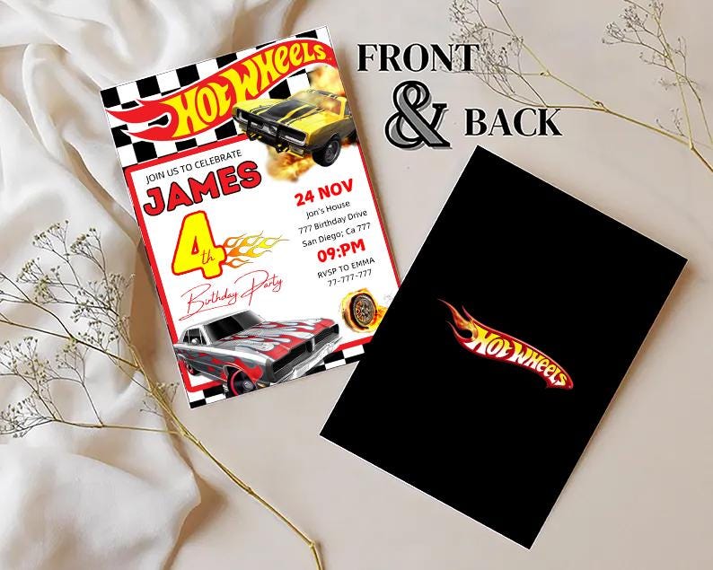 Editable Hot Cars Invitation, Hot Wheels Invitation, Hot Race Cars ...