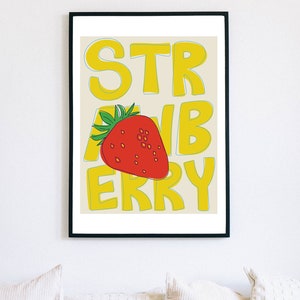 Strawberry Fruit Wall Prints | Digital Downloadable Art - Etsy
