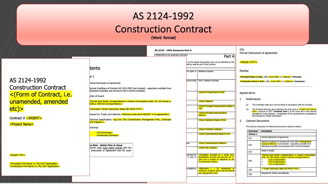 AS 2124-1992 Construction Contract - Etsy