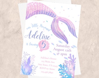 EDITABLE Mermaid Birthday Invitation | Girl Birthday | Mermaid Birthday ...
