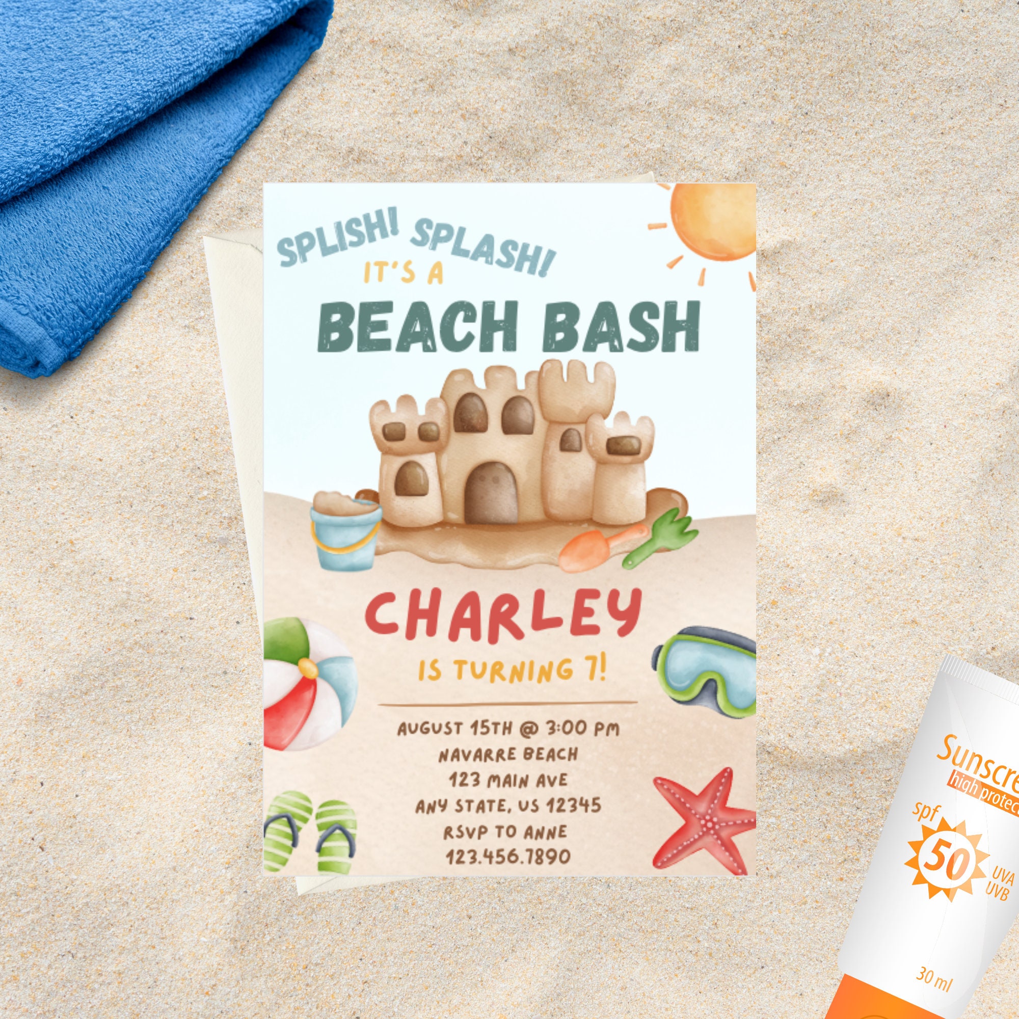 Beach Bash Birthday Invitation - Etsy