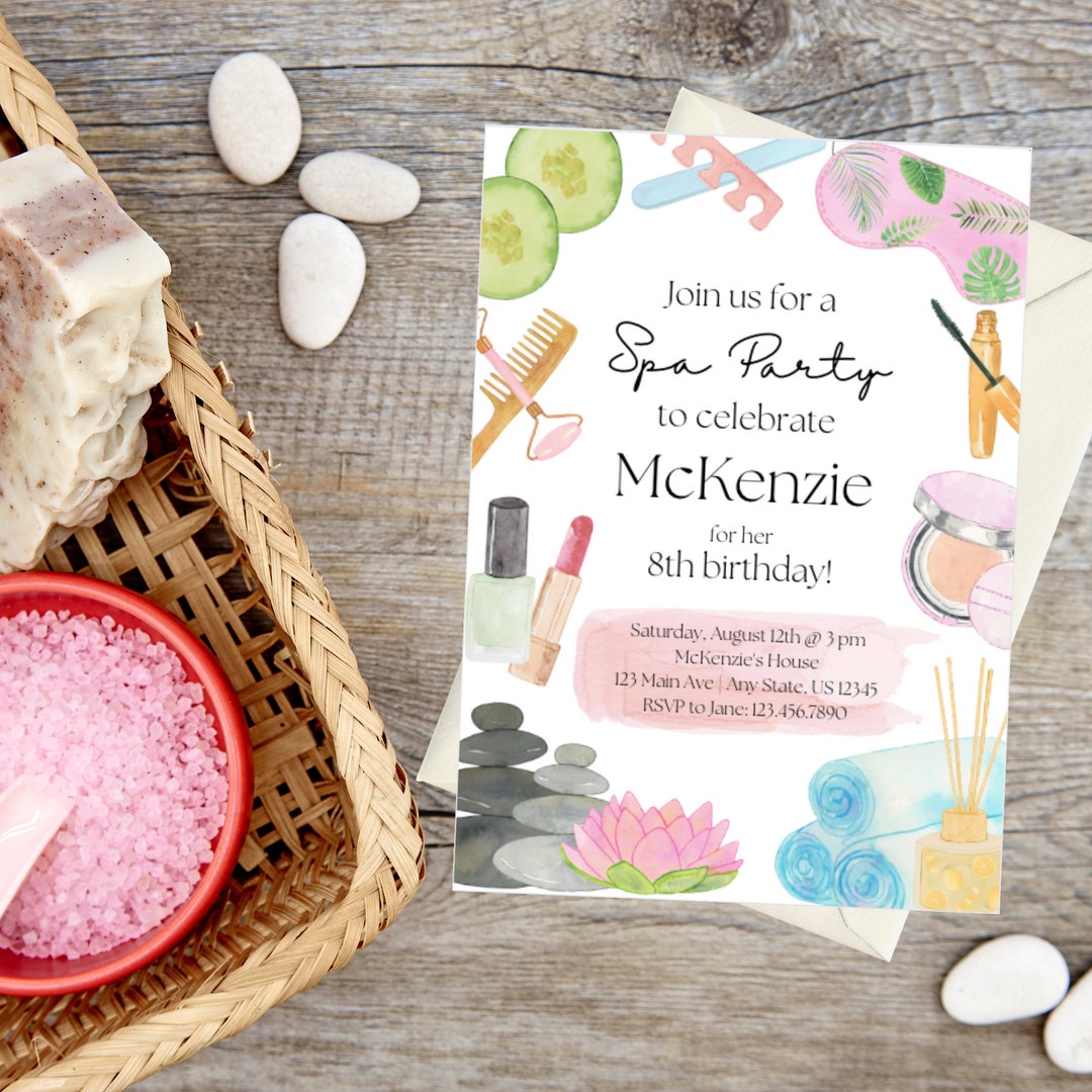 Spa Party Birthday Invitation - Etsy