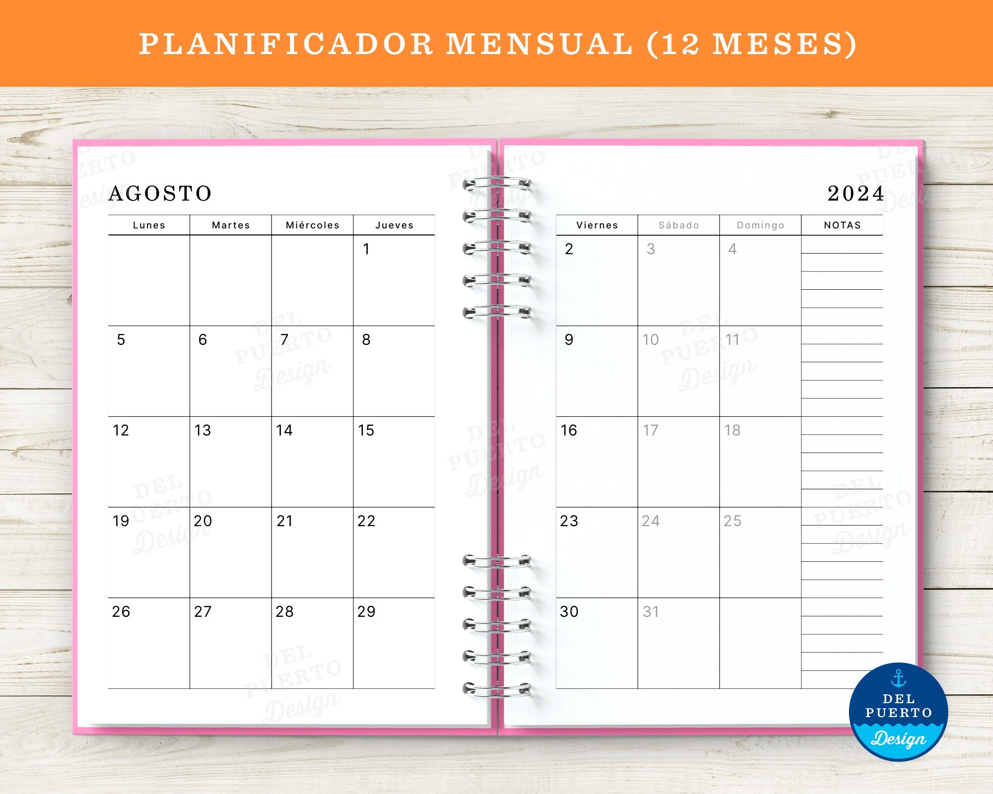 Agenda 2024 2025, Año Escolar, Imprimible, Agosto a Julio, Dos Dias Por ...