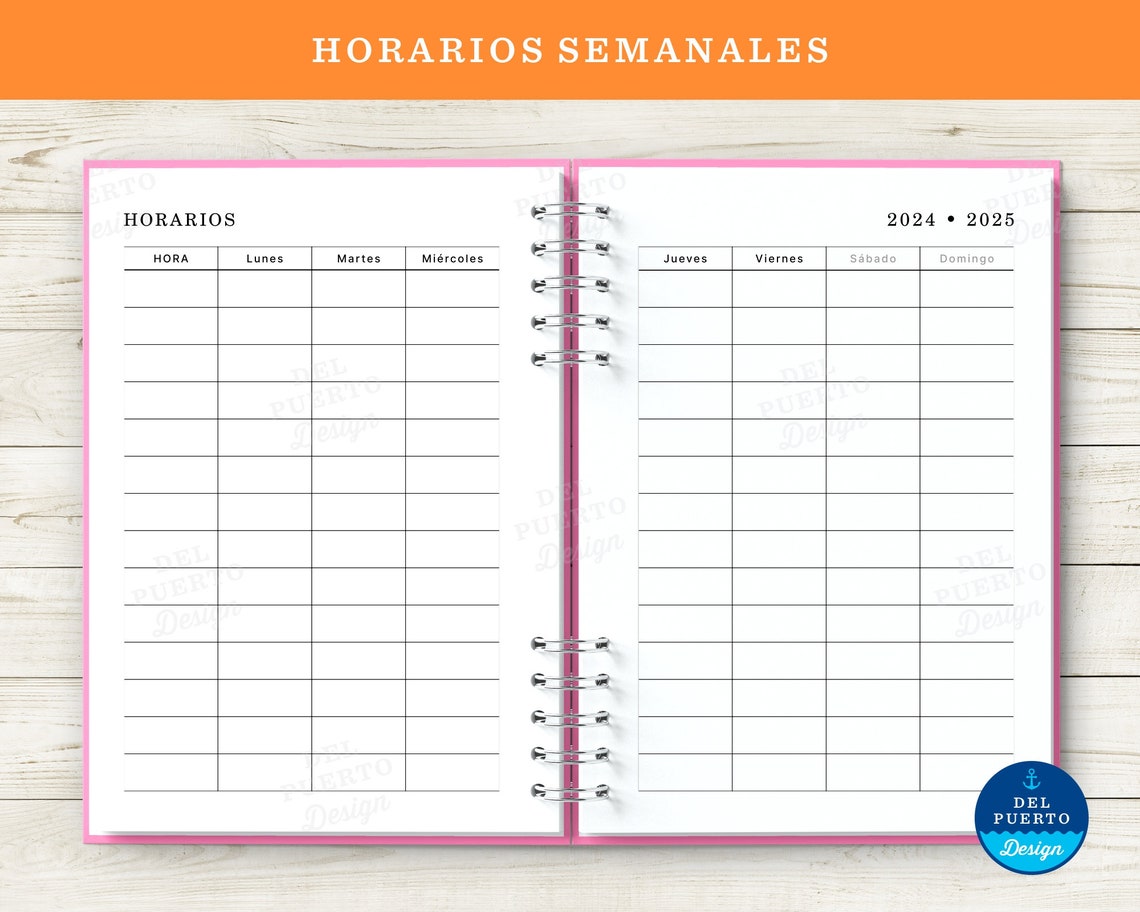 Agenda 2024-2025, Año Escolar, Imprimible, Agosto a Julio, Dos Dias Por ...