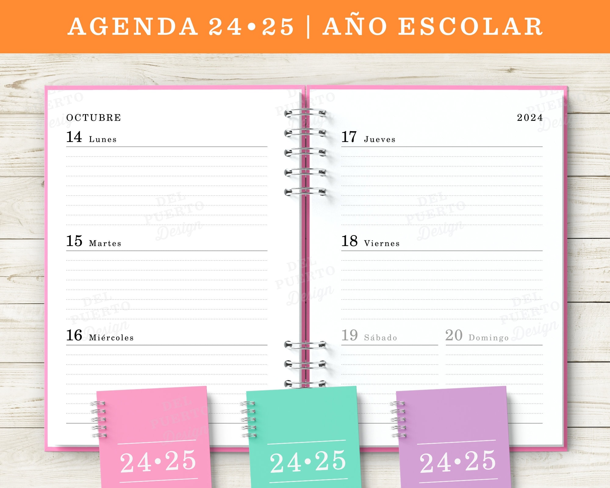 Agenda 2024 2025, Año Escolar, Imprimible, Agosto a Julio, Vista ...