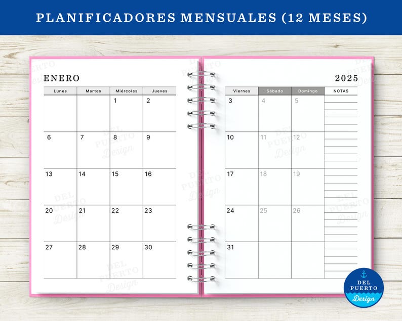 Agenda 2025 Semanal para Imprimir, Semana a la Vista Vertical, Blanco y ...