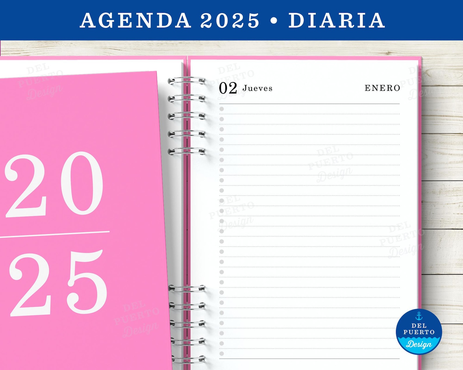 Agenda 2025 Imprimible, Diaria, Un Dia Por Pagina, Con Puntos, Blanco Y ...