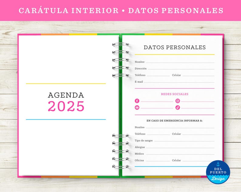 Agenda 2025 Imprimible, Semana a la Vista Horizontal, Modelo 4 ...