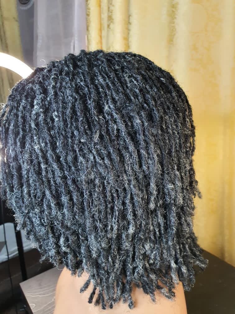 Full Lace Salt and Pepper Bob Rasta Locs Wig for Black Women, Sister ...