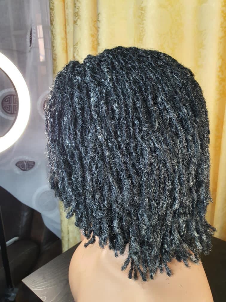 Full Lace Salt and Pepper Bob Rasta Locs Wig for Black Women, Sister ...