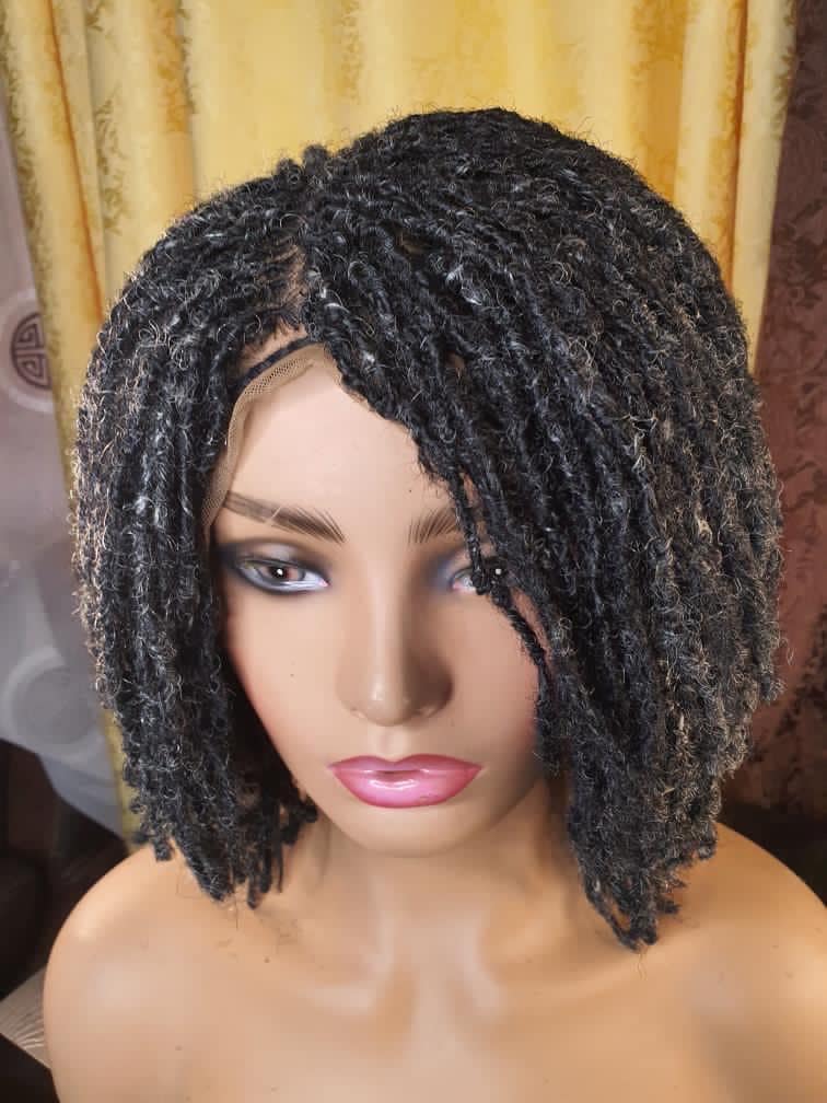 Full Lace Salt and Pepper Bob Rasta Locs Wig for Black Women, Sister ...