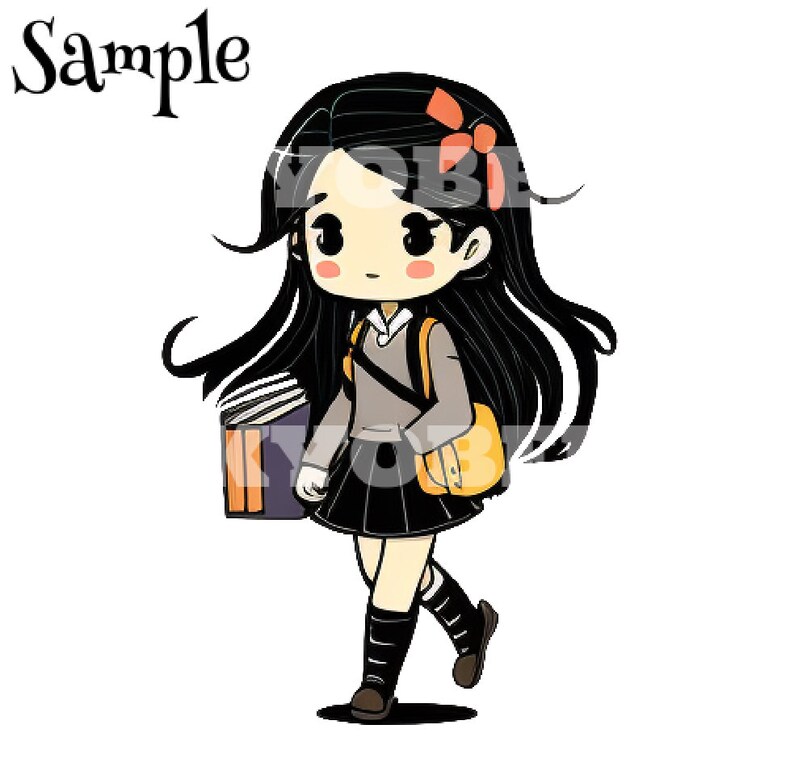 Kawaii School Girls in Uniform Art Set 15 PNG and JPG Images - Etsy