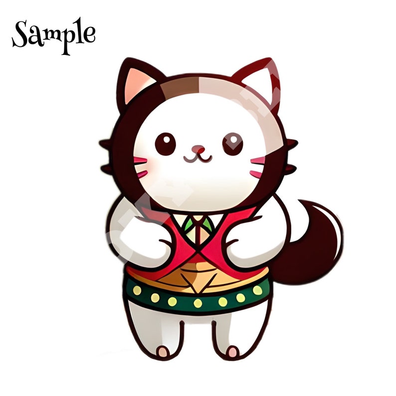Kawaii Cute Maneki Cat Neko Clip Art PNG JPG 8 Images - Etsy