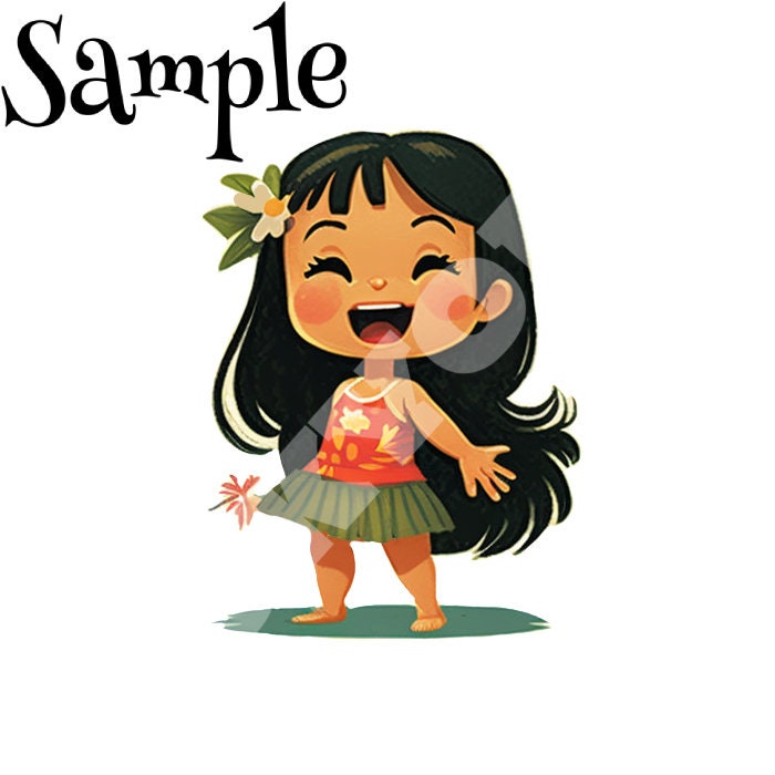 Kawaii Hawaiian Hula Girls Wahine Clip Art 2 PNG Images Digital ...
