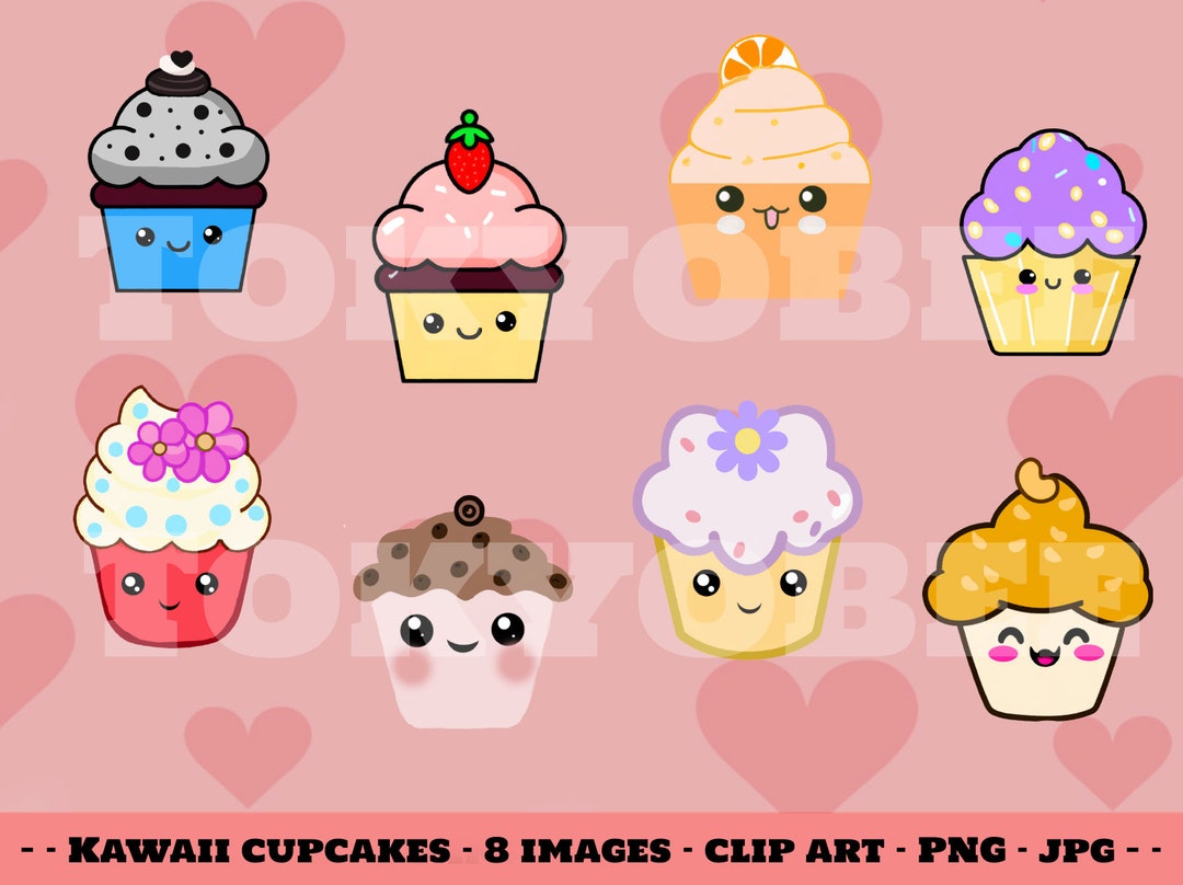 Kawaii Cute Cupcakes Clip Art Simple Solo Cupcake Designs PNG Images ...
