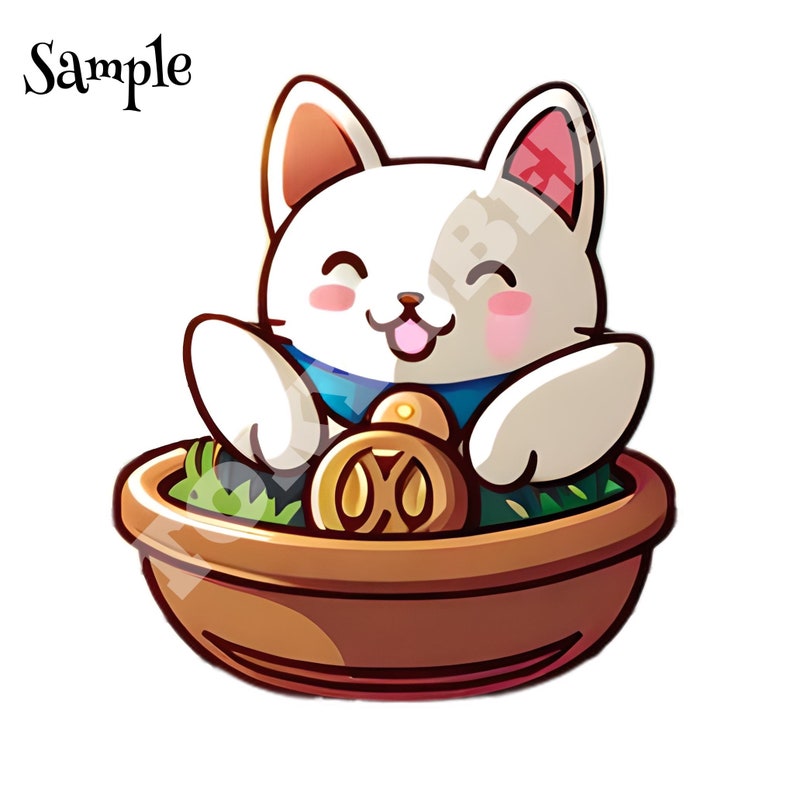 Kawaii Cute Maneki Cat Neko Clip Art PNG JPG 8 Images - Etsy
