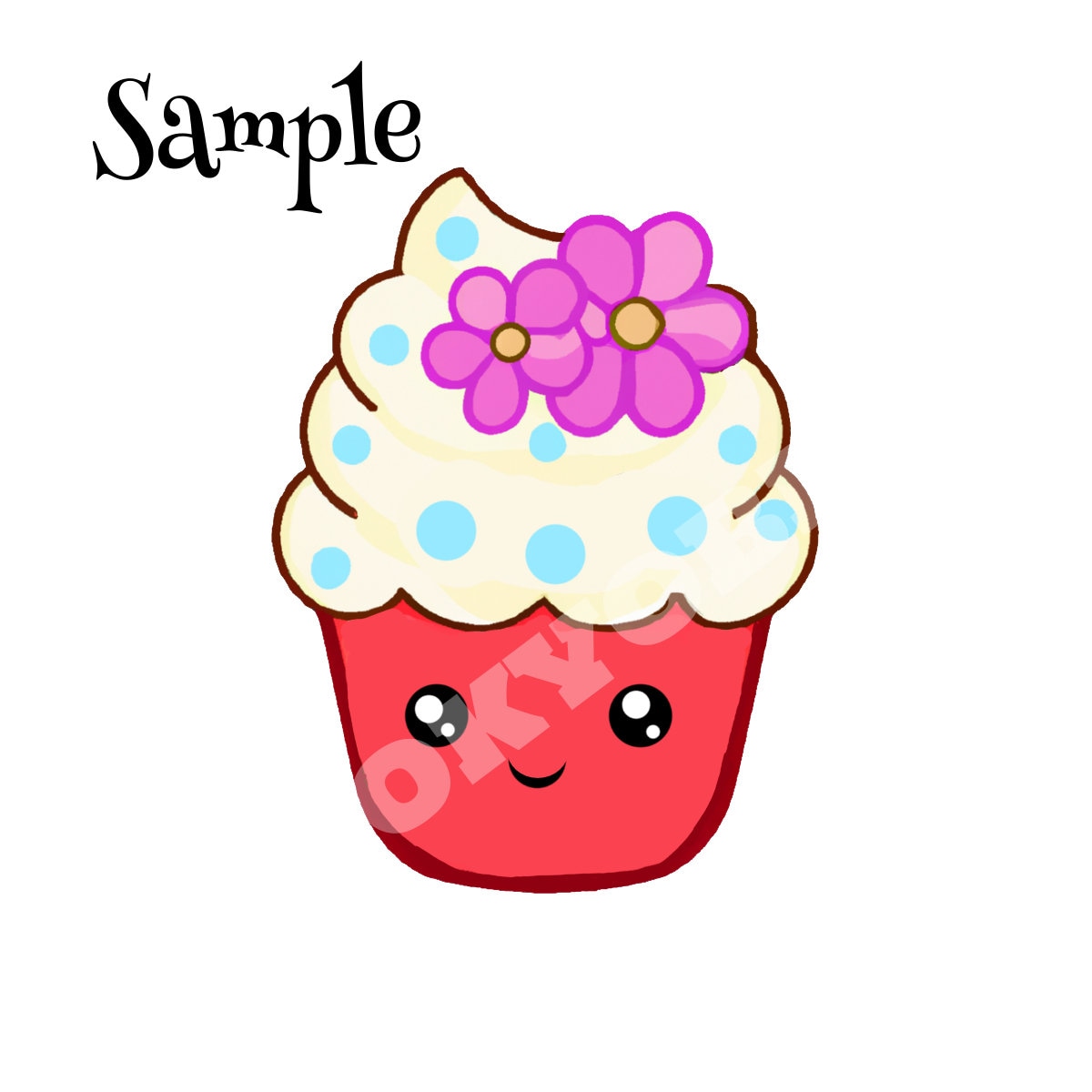 Kawaii Cute Cupcakes Clip Art Simple Solo Cupcake Designs PNG Images ...