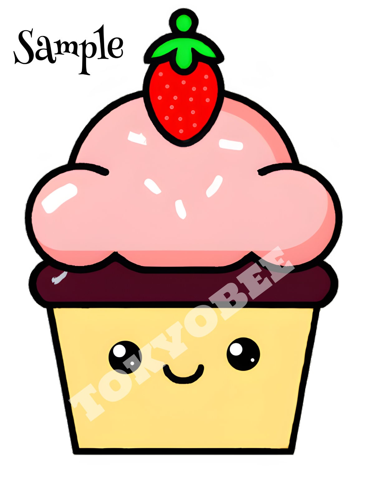 Kawaii Cute Cupcakes Clip Art Simple Solo Cupcake Designs PNG Images ...