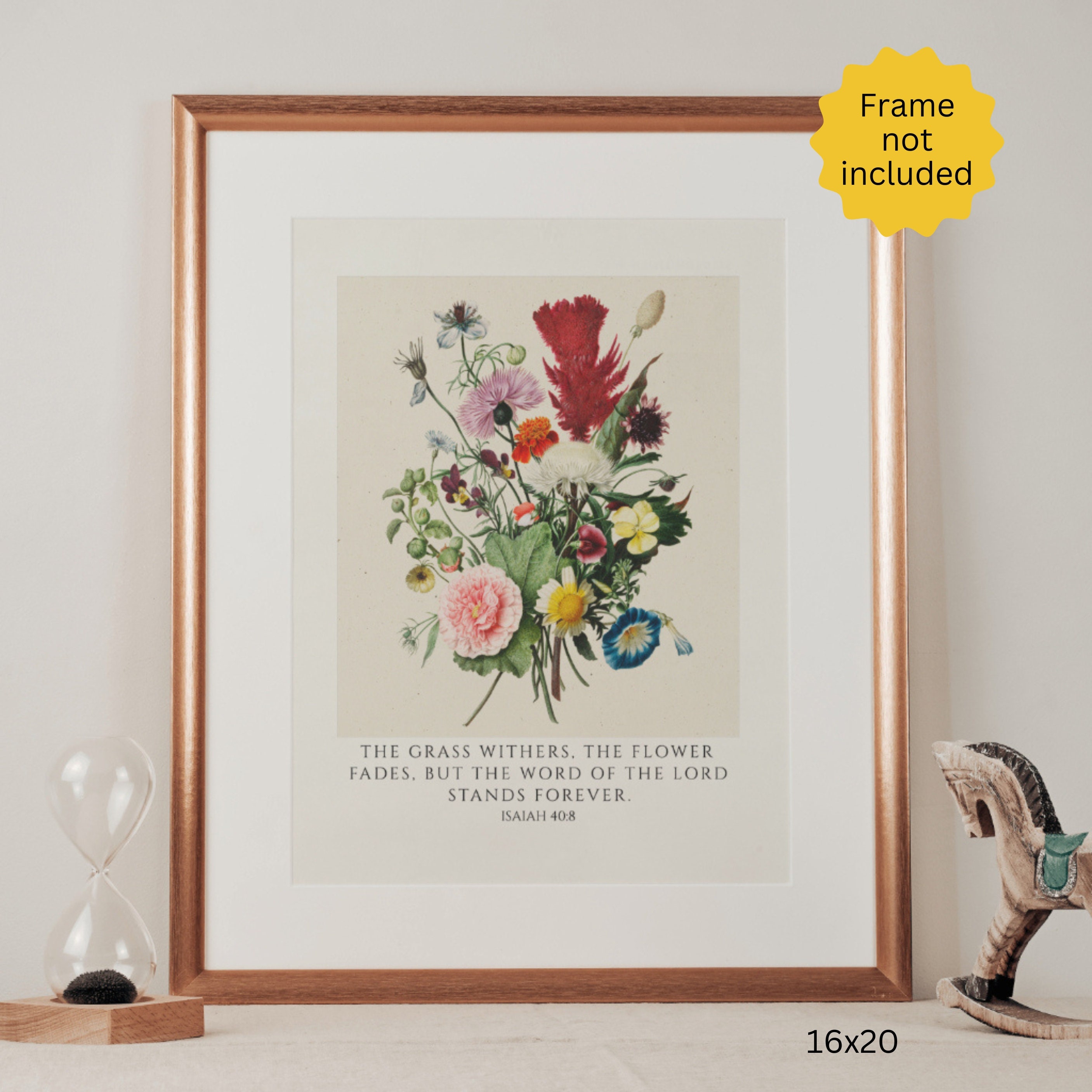 Wildflowers Christian Wall Art, Bible Verse Religious Decor, Isaiah 40: ...