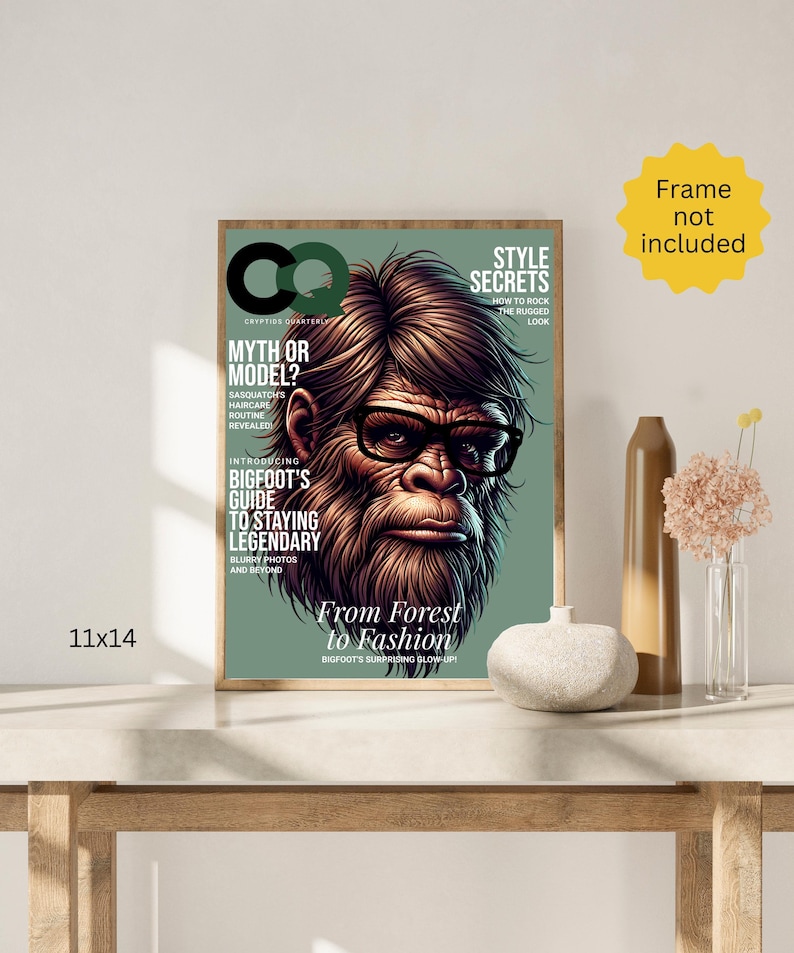 Funny Cryptid Sasquatch Wall Art, Man-cave Decor, Bar Game Room ...