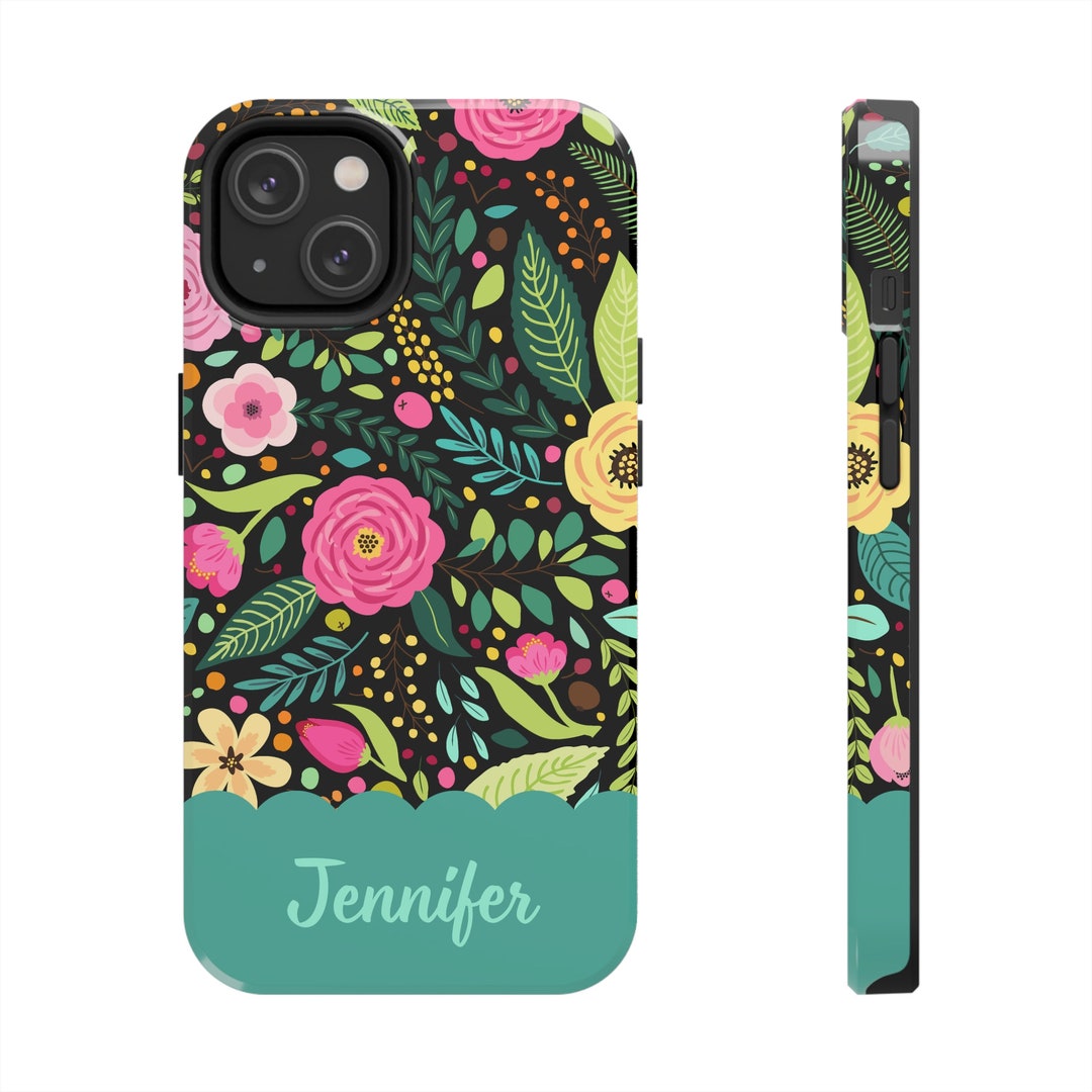 Personalized Floral Preppy Phone Case, Gift for Flower Lover, Trendy ...