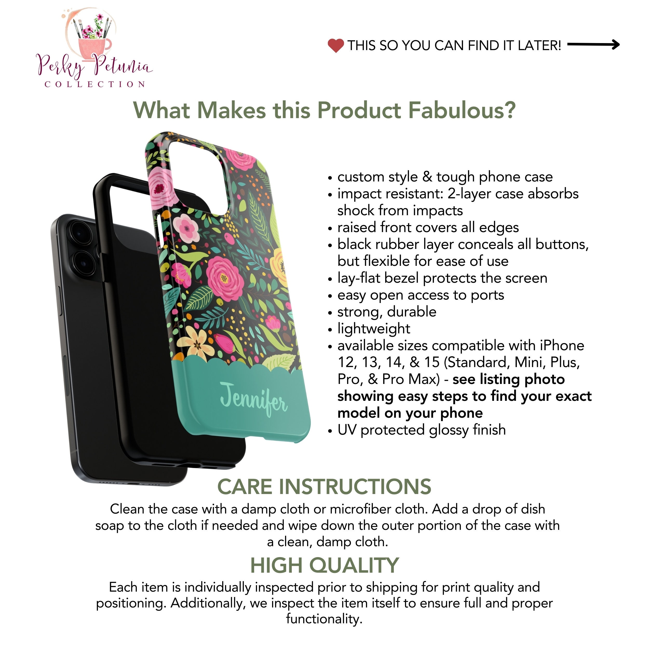 Personalized Floral Preppy Phone Case, Gift for Flower Lover, Trendy ...
