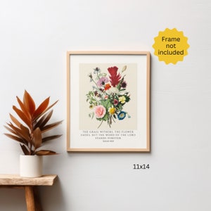 Wildflowers Christian Wall Art, Bible Verse Religious Decor, Isaiah 40: ...