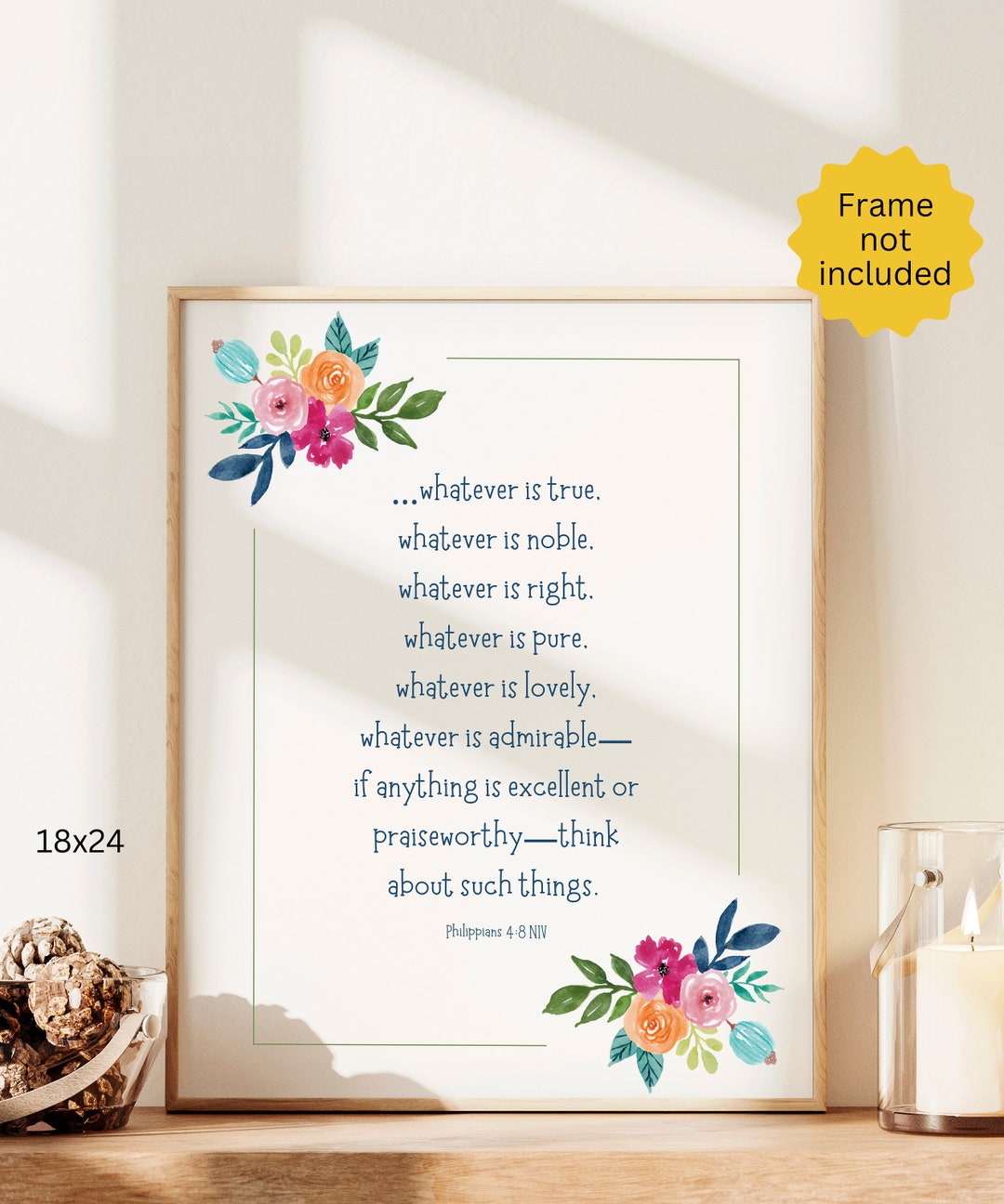 Bible Verse Wall Art, Wall Art Print, Philippians Whatever is True ...