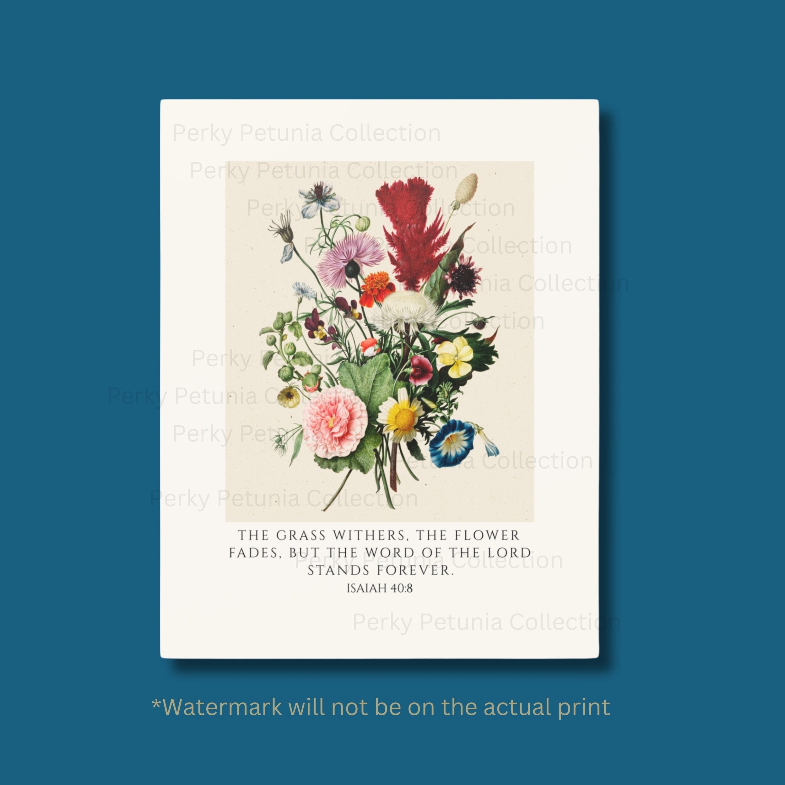 Wildflowers Christian Wall Art, Bible Verse Religious Decor, Isaiah 40: ...