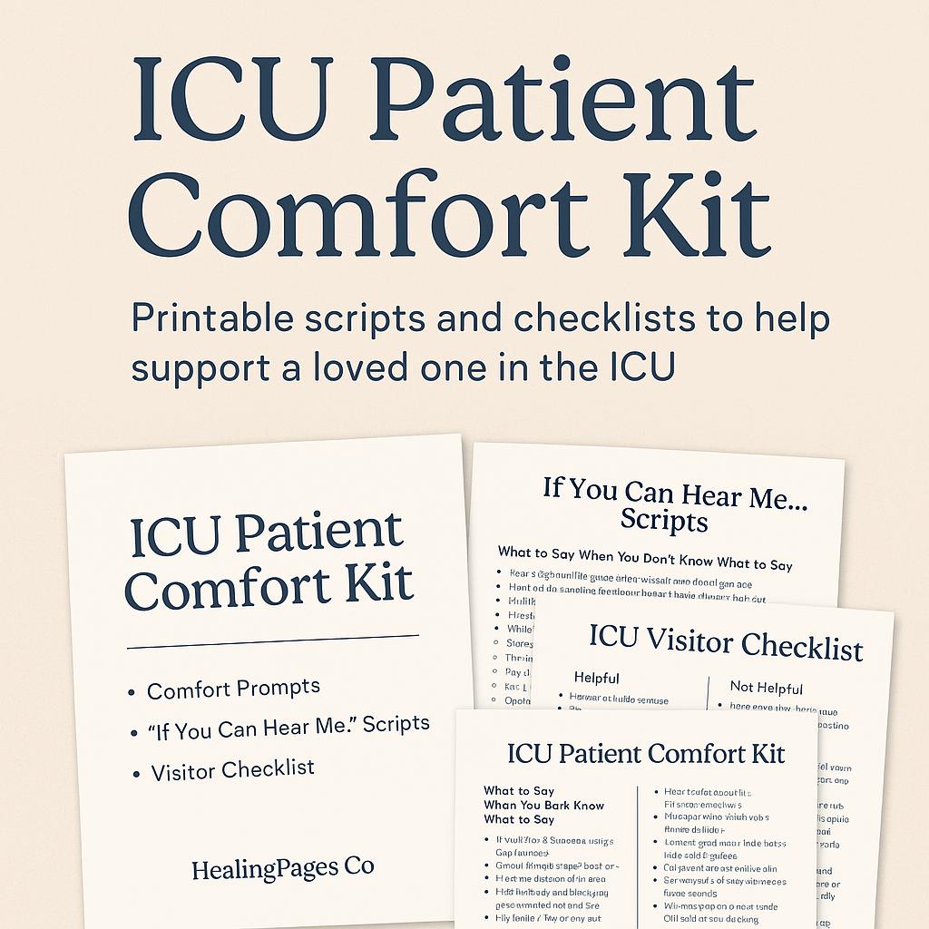 ICU Patient Comfort Kit: Printable Support Prompts & Communication ...