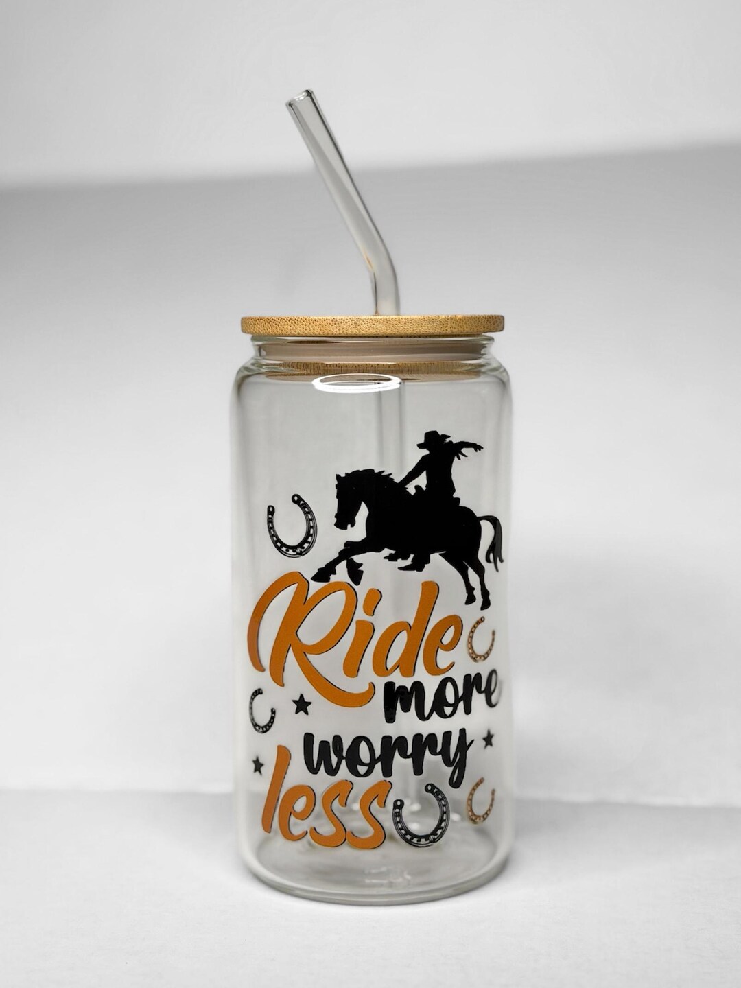 16oz. RIDE MORE WORRY Less Glass Cup - Etsy
