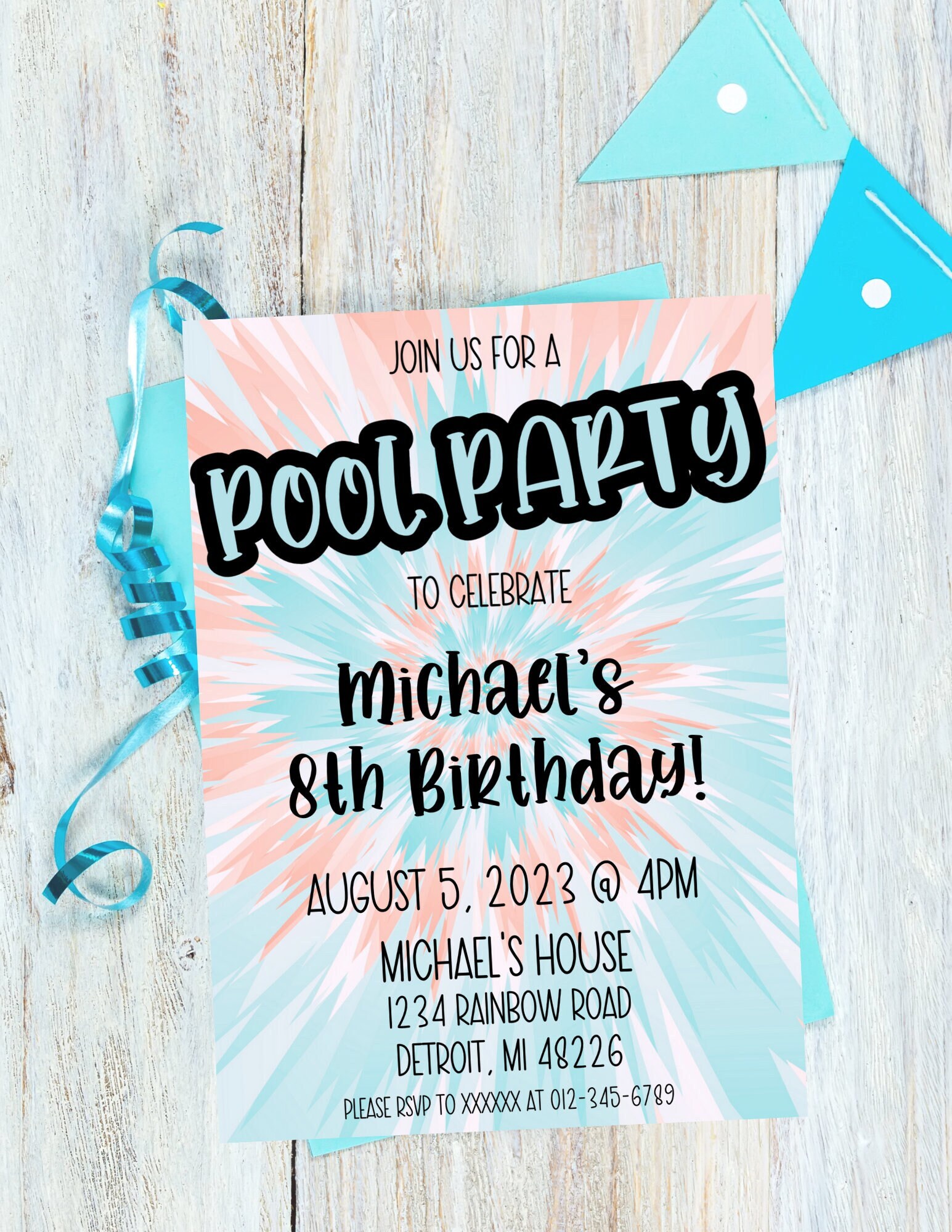Pool Party Editable Invitation - Etsy