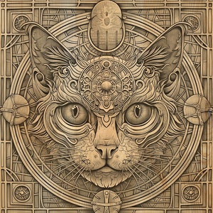 Mystical Cat Laser Engraving Design – 3D Illusion PNG, Lightburn File ...