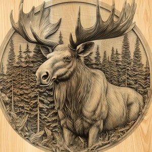 Laser Engraving File 3d Illusion - Moose | PNG and Lightburn File ...
