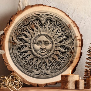 Sun - Laser Engraving File 3d Illusion | PNG and Lightburn File | Ready ...