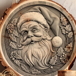 Santa Laser Engraving Design – Christmas 3D Illusion (PNG & Lightburn ...