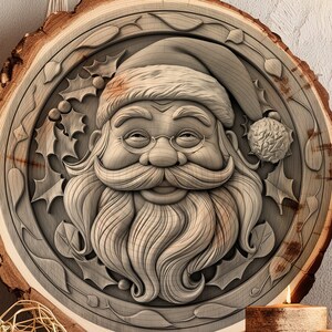 Santa Laser Engraving Design – Christmas 3D Illusion (PNG, Lightburn ...