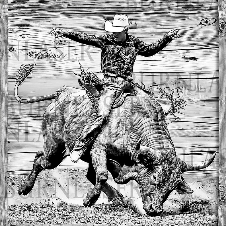 Cowboy Bull Riding Laser Engraving Design – PNG & Lightburn File - Etsy