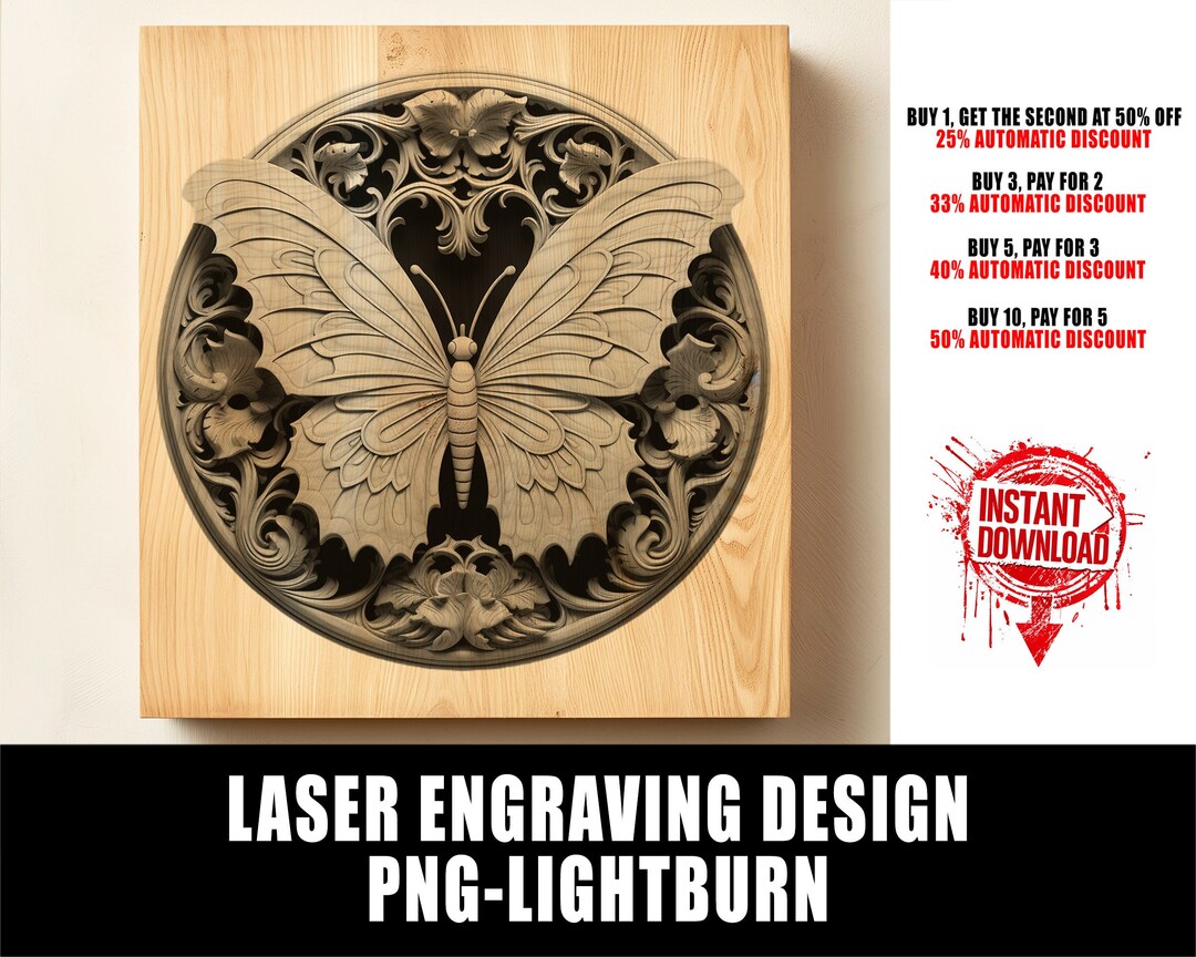 Butterfly - Laser Engraving File 3d Illusion | PNG and Lightburn File ...