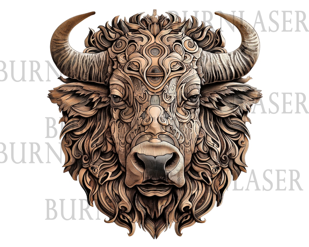 Laser Engraving File 3d Illusion - Bison | PNG and Lightburn File ...
